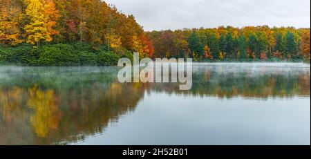 Boley Lake reflections, Babcock State Park, West Virginia Stock Photo ...