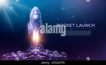 Rocket launch, wireframe polygonal style Stock Vector Image & Art - Alamy