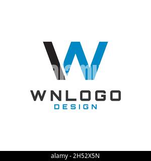 wn w n alphabet letter logo icon combination design with rainbow color ...