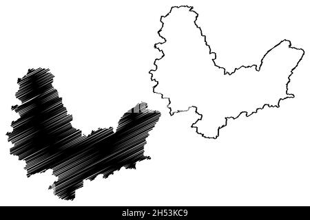 Sikar district (Rajasthan State, Republic of India) map vector ...