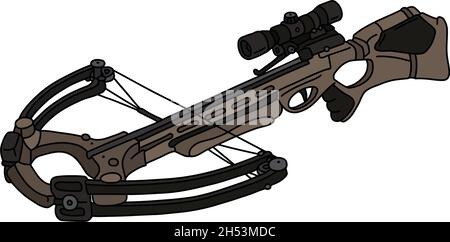 The vectorized hand drawing of a modern khaki sport crossbow Stock ...