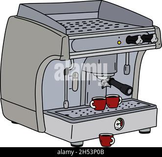 The vectorized hand drawing of a professional electric espresso maker ...
