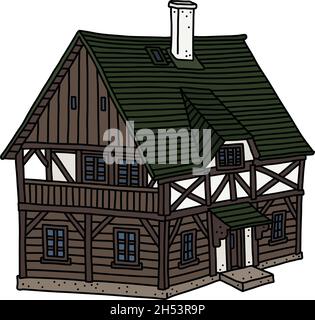 The vectorized hand drawing of a historical half timbered house Stock ...
