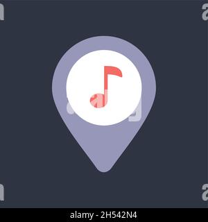 Music note pin map icon. Map pointer. Map markers. Vector illustration ...