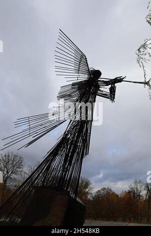 Memorial complex Star Wormwood. Sculpture Trumpeting Angel in Chornobyl ...