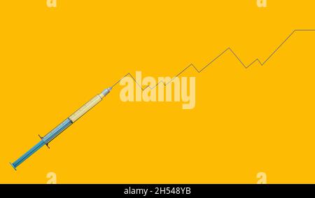 Injection needle forming line graph, illustration Stock Photo - Alamy