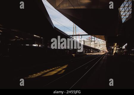 Vienna, Austria - July 28, 2018: Interior amazing Hauptbahnhof train ...