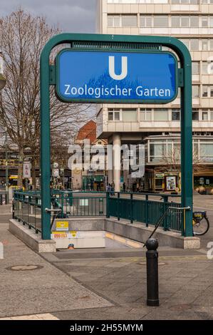 Subway entrance Zoologischer Garten in Berlin with a view of the Zoo ...