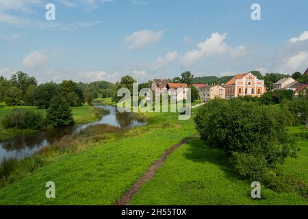 View to Synagogue on the coast of river Abava Stock Photo - Alamy