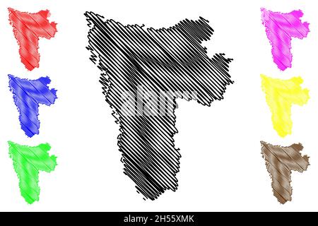 Amroha district (Uttar Pradesh State, Republic of India) map vector ...