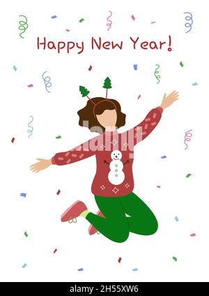 woman with christmas sweater vector illustration design Stock Vector ...