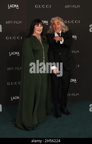 Anjelica Huston and Mitch Glazer arrive at the 2021 LACMA Art + Film Gala held at LACMA in Los ...