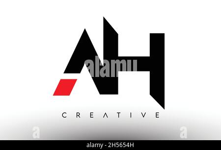 AH A H Creative Modern Black Letters Logo Design with Brush Swoosh ...