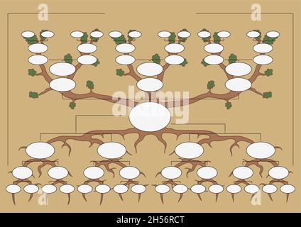 The vectorized hand drawing of a classic family tree Stock Vector Image ...