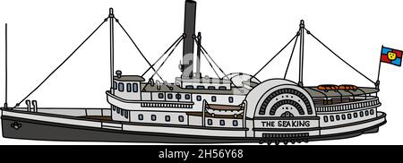 Hand drawing of a vintage paddle steamer Stock Vector Image & Art - Alamy