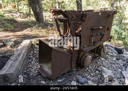 A vintage mucker or ore scoop in Miner's Park in Bullion Cayon in the ...