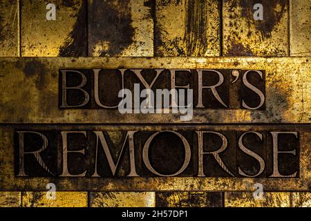Remorse text on vintage textured copper and gold background Stock Photo ...
