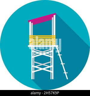 Lifeguard tower flat icon with long shadow, eps 10 Stock Vector Image & Art - Alamy