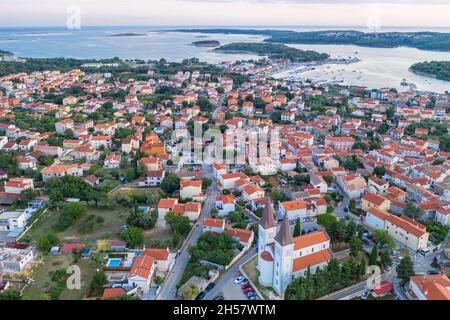 Aerial view of the beach in Medulin town in Istra, Croatia Stock Photo ...
