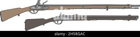 The vectorized hand drawing of a historical matchlock handgun Stock ...