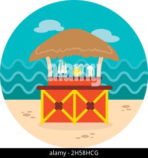 Cafe Bar bungalows on the beach vector icon. Beach. Summer. Summertime ...