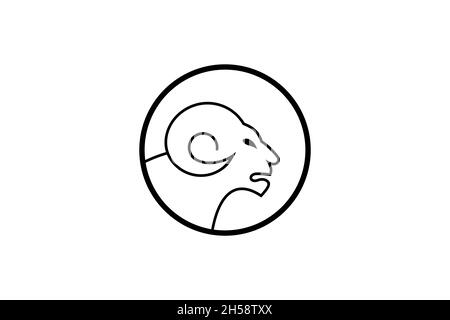 Line vector logo of ram head. It is sign of Aries zodiac Stock Vector ...