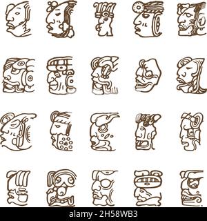 Ancient maya gods mask symbol illustration set Stock Vector Image & Art ...