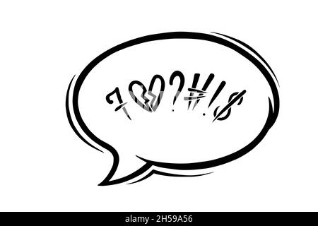 Swearing speech bubble censored with symbols. Hand drawn swear words in ...