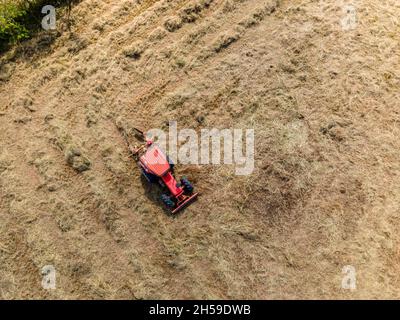 Agriculture tractor harvesting pangola grass using mechanical devices ...
