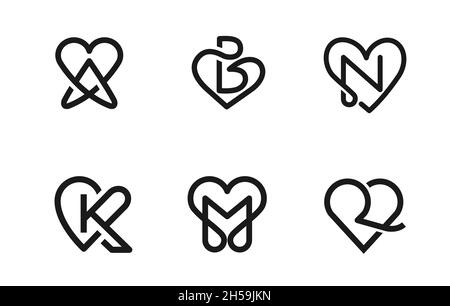 initial linear letter combine with heart symbol with colorful ...