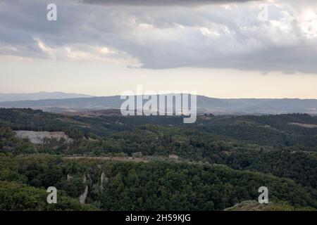 Landscape view from Chiusure village, Asciano, Tuscany, Italy Stock ...