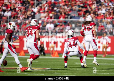 Arizona Cardinals long snapper Aaron Brewer pauses on the field prior ...