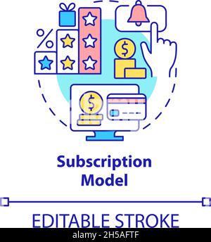 Subscription Model icon logo sign vector outline in black and white ...