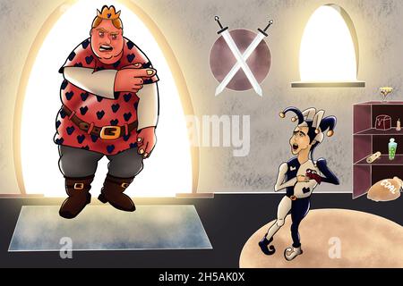 Cartoon Illustration of Funny Fat King Fairytale Fantasy Character ...