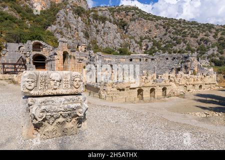stone faces in Myra Ancient City, Demre, Turkey Stock Photo - Alamy