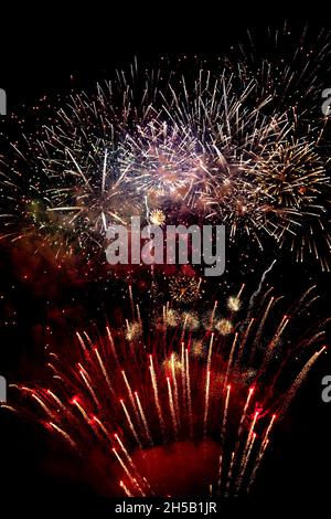 Traditional bonfire & fireworks celebration, Christmas eve on the levee ...