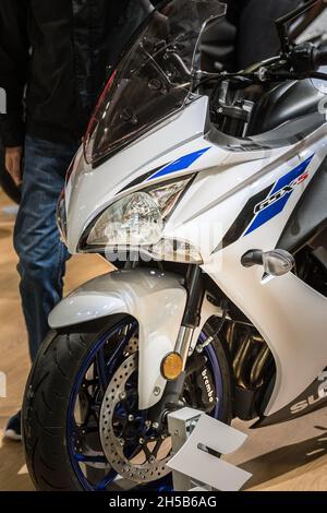 MILAN, ITALY - Oct 13, 2021: Different motorcycles on display at the ...