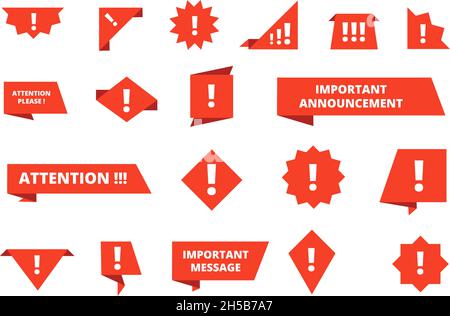 Warning, danger signs, attention banners with metal poles. Red caution ...