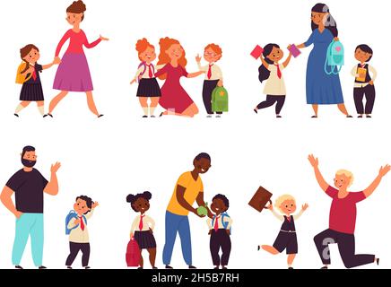 Family with kids going to school design, Family activities relationship ...