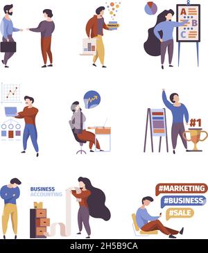 businessman and businesswoman at office background, colorful design ...