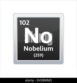 Nobelium chemical element of Mendeleev Periodic Table on pink ...