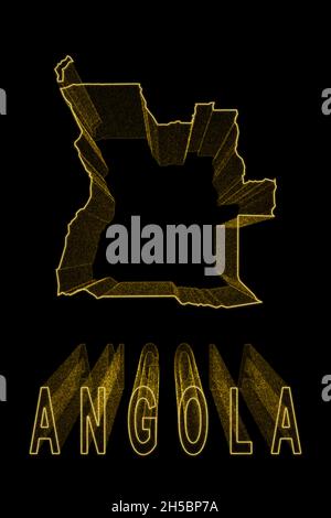 Map of Angola, on black background, map with flag Stock Photo - Alamy