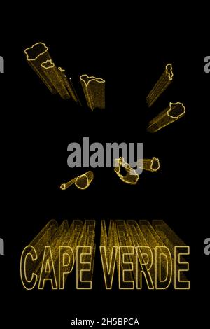 Map of Cape Verde, on black background, map with flag Stock Photo - Alamy