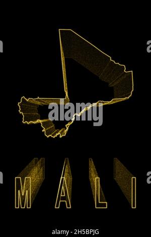 Map of Mali, on black background, map with flag Stock Photo - Alamy