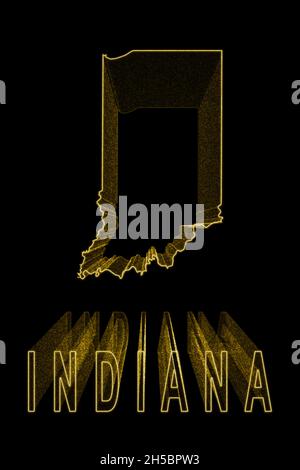 Map of Indiana, on black background, map with flag Stock Photo - Alamy
