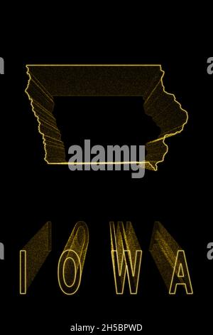 Map of Iowa, on black background, map with flag Stock Photo - Alamy