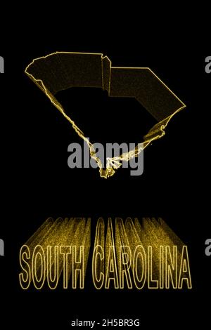 Map of North Carolina, Gold Map On Black Background, Gold effect Stock ...