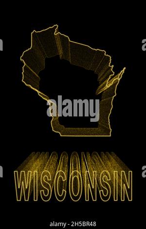 Map of Wisconsin, on black background, map with flag Stock Photo - Alamy