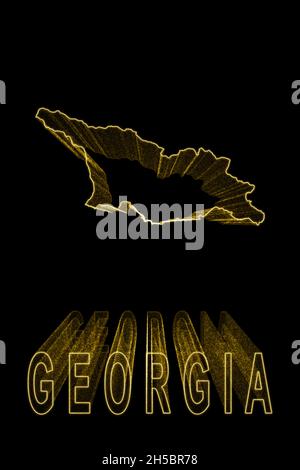 Map of Georgia, Gold Map On Black Background, Gold effect Stock Photo ...