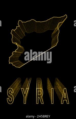 Map of Syria, on black background, map with flag Stock Photo - Alamy